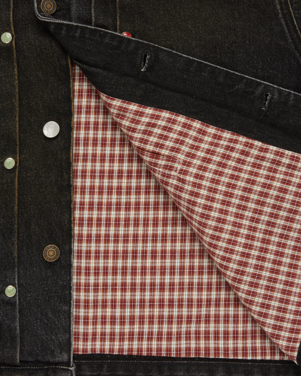 Stone Rivet Denim Jacket Washed Black – FUGAZI®
